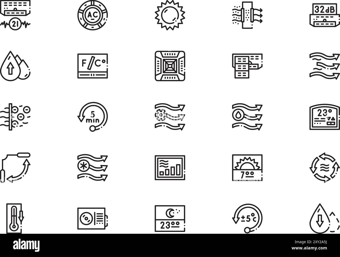 Air conditioner icons collection is a vector illustration with editable ...