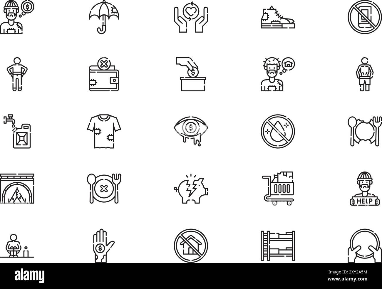 Poverty icons collection is a vector illustration with editable stroke ...