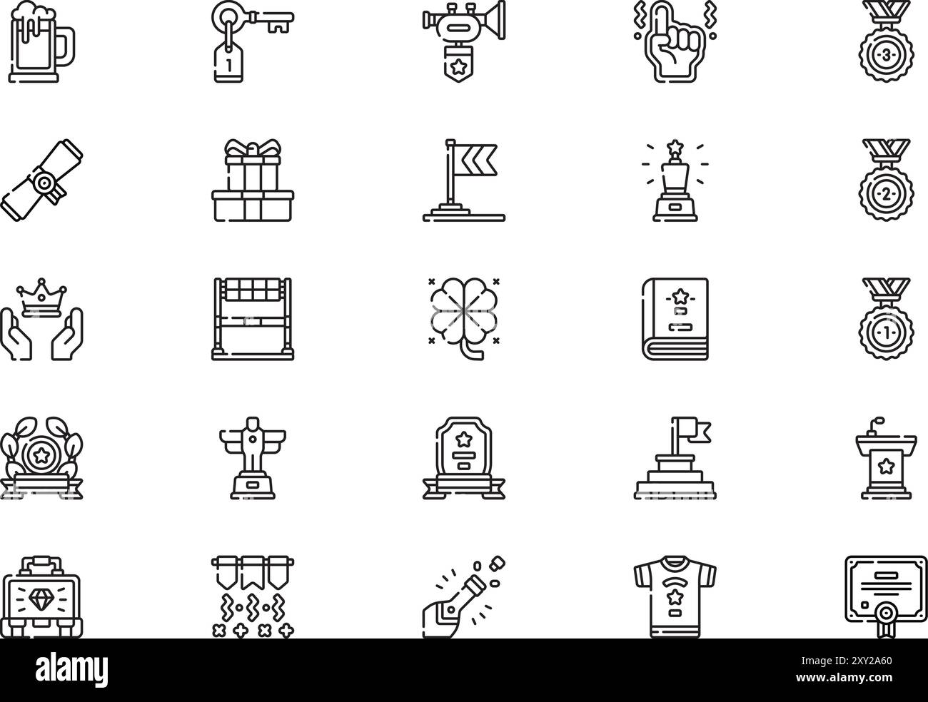 Winning icons collection is a vector illustration with editable stroke ...