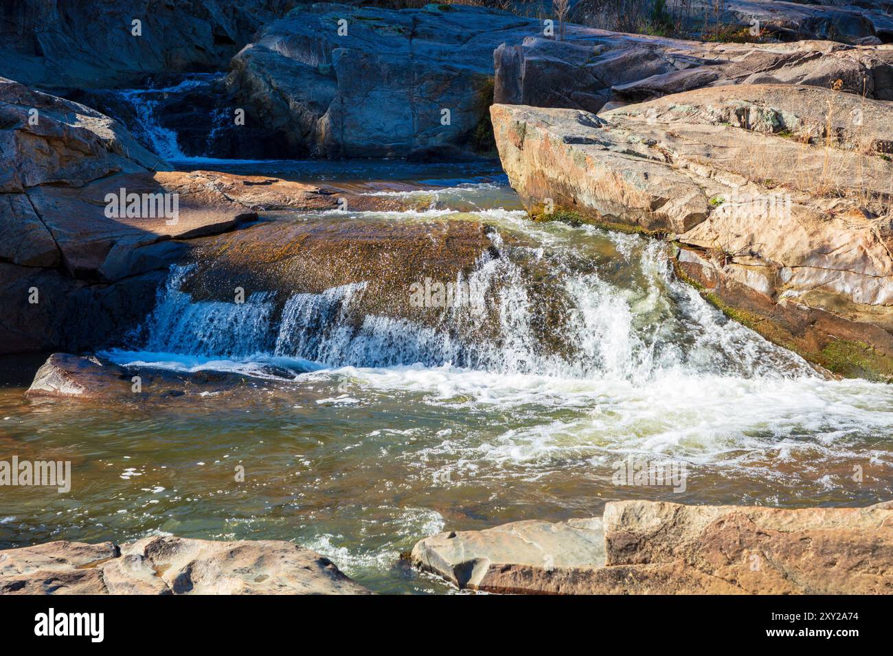 Photograph of water flowing in Adelong creek near the Adelong Falls ...