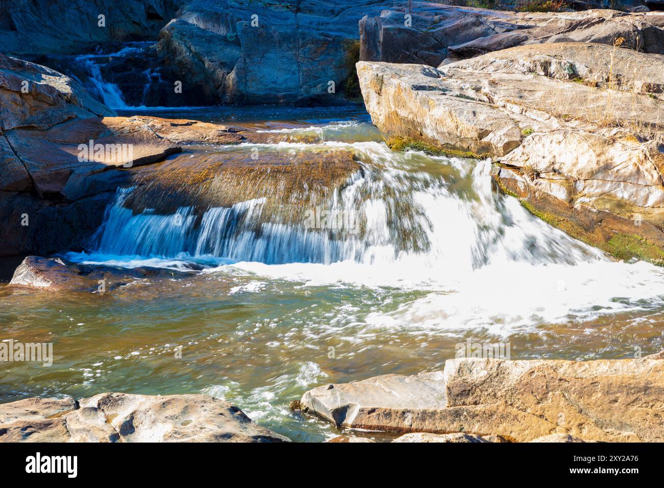 Photograph of water flowing in Adelong creek near the Adelong Falls ...