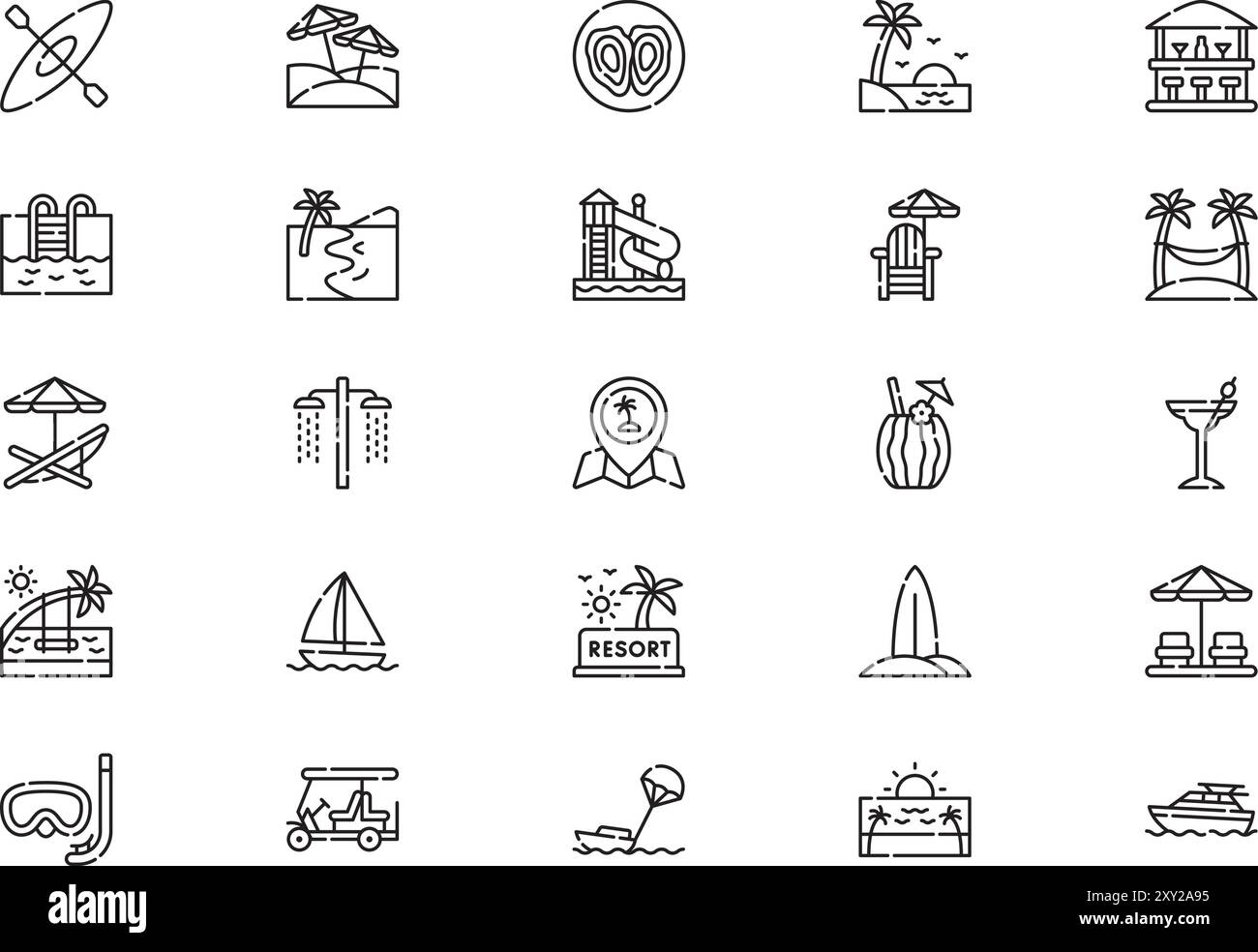 Beach resort icons collection is a vector illustration with editable ...