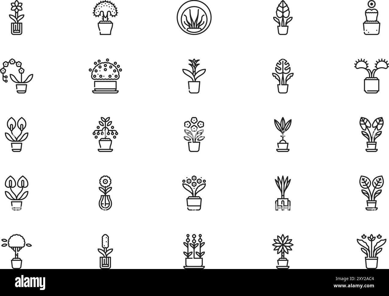 Indoor plants icons collection is a vector illustration with editable ...