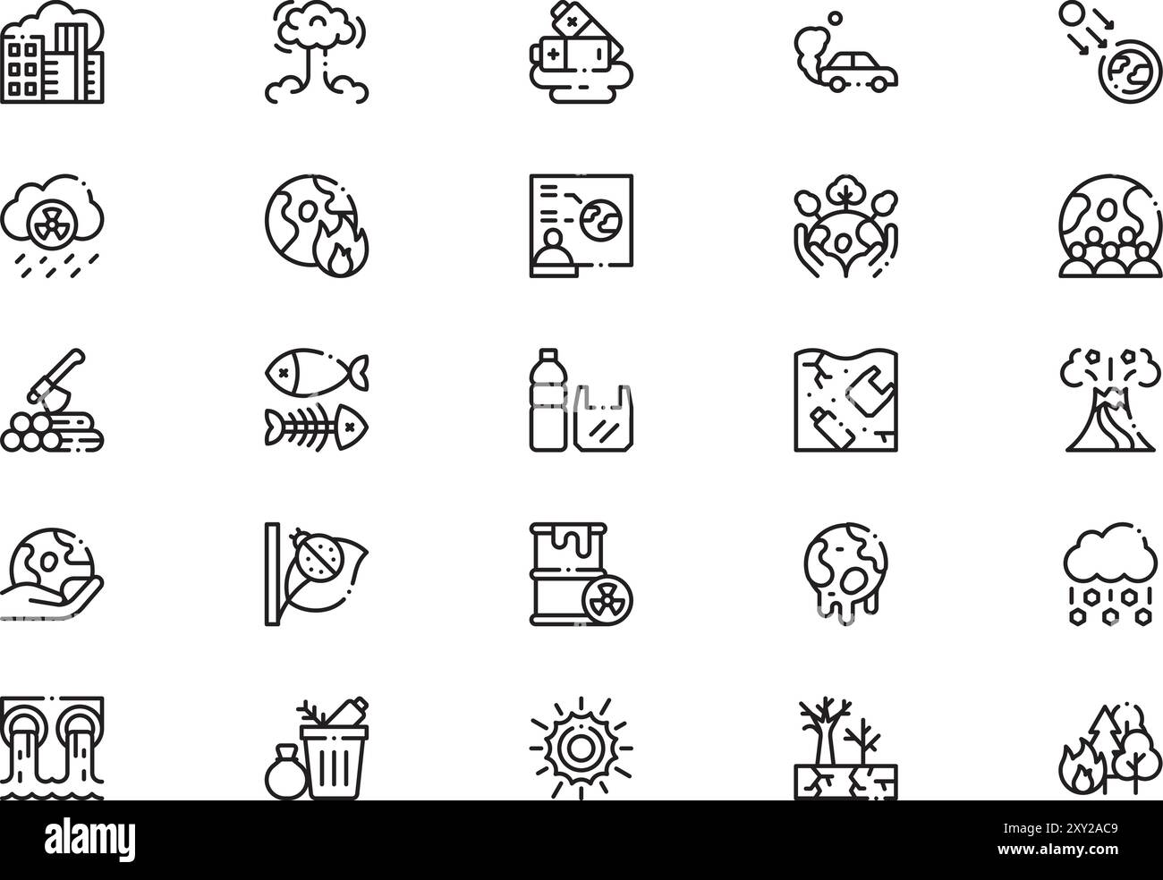 Climate change icons collection is a vector illustration with editable ...