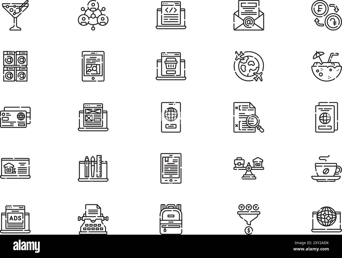 Digital nomad icons collection is a vector illustration with editable ...