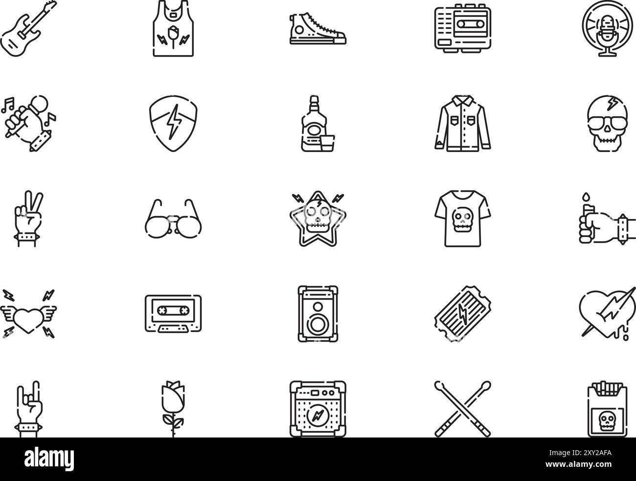 Rock and roll icons collection is a vector illustration with editable stroke Stock Vector Image ...