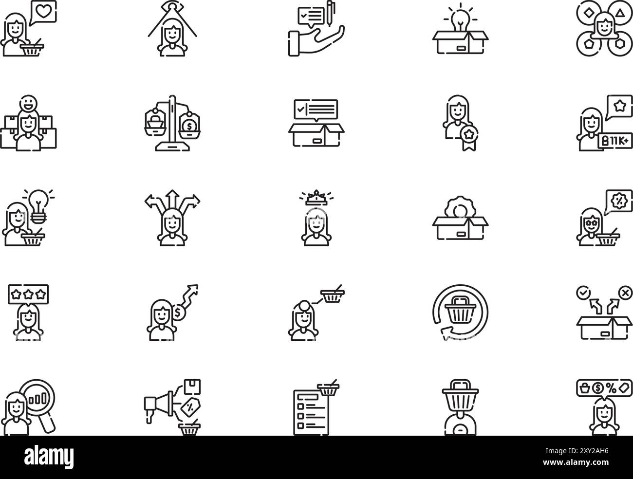 Consumer behavior icons collection is a vector illustration with ...
