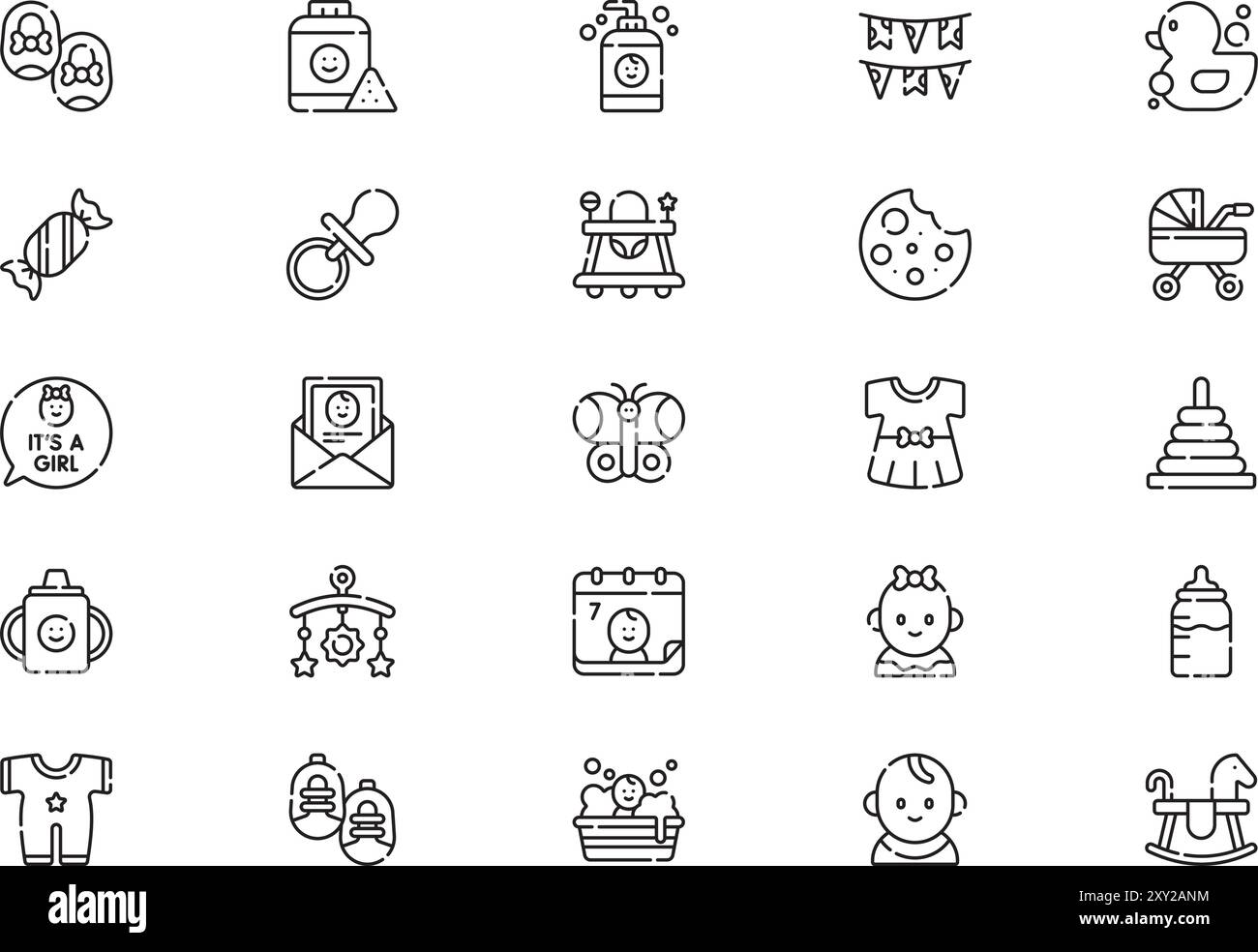 Baby shower icons collection is a vector illustration with editable ...