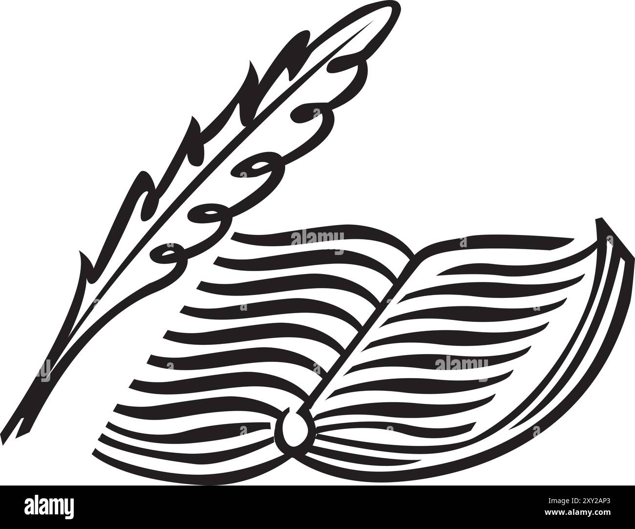 Realistic feather and book white background composition with isolated ...