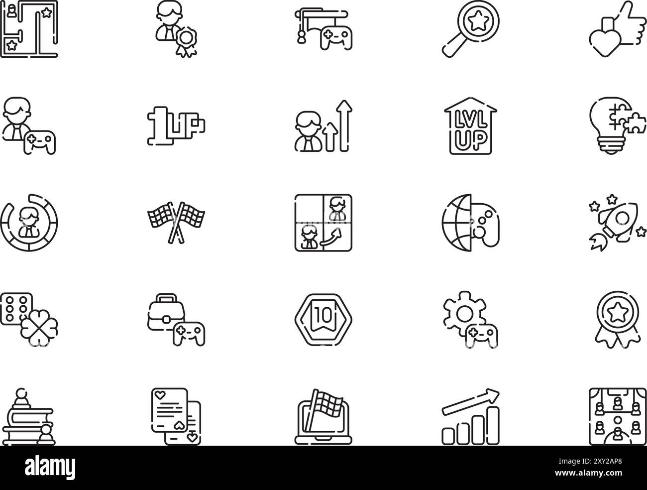 Gamification icons collection is a vector illustration with editable ...