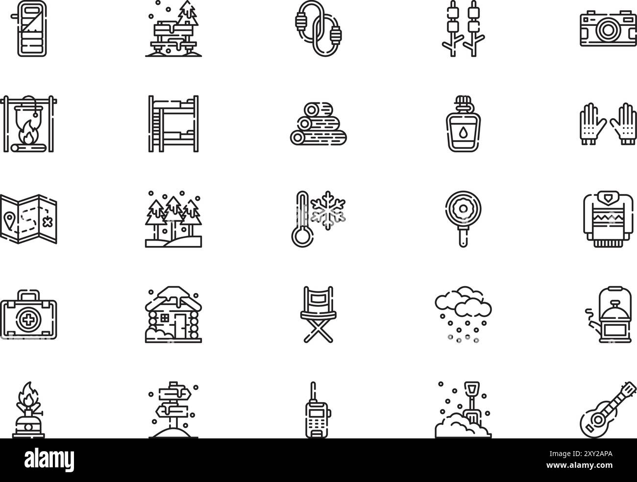 Winter camp icons collection is a vector illustration with editable ...