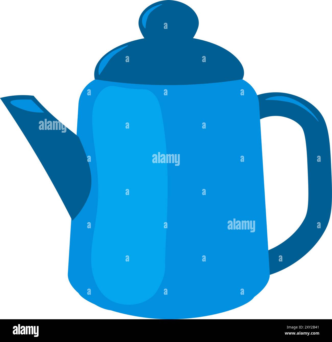 Blue ceramic teapot with lid and handle. Handmade tableware for tea ...