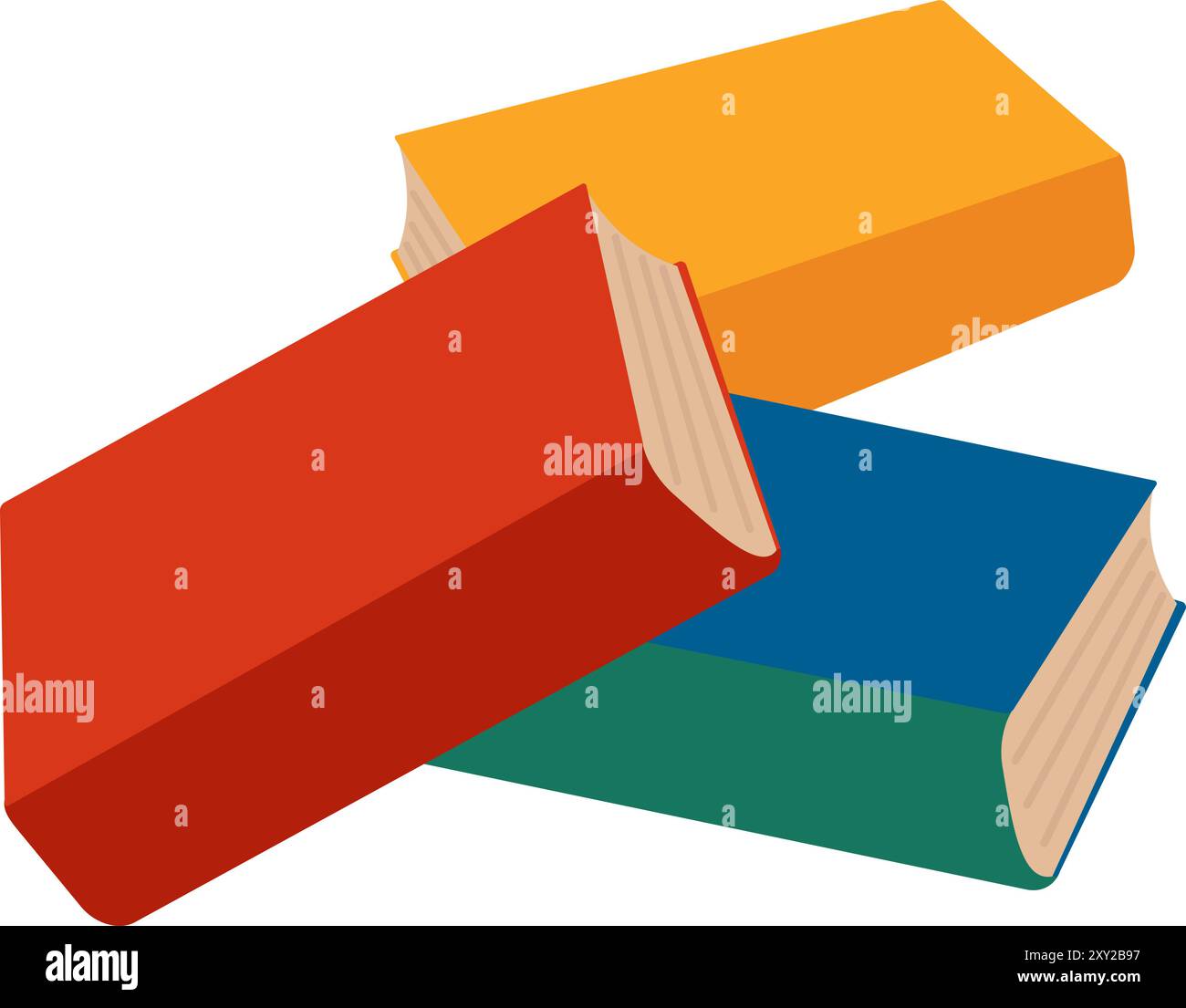 Stack of old library books. Bunch of colorful books. Simple color cozy ...