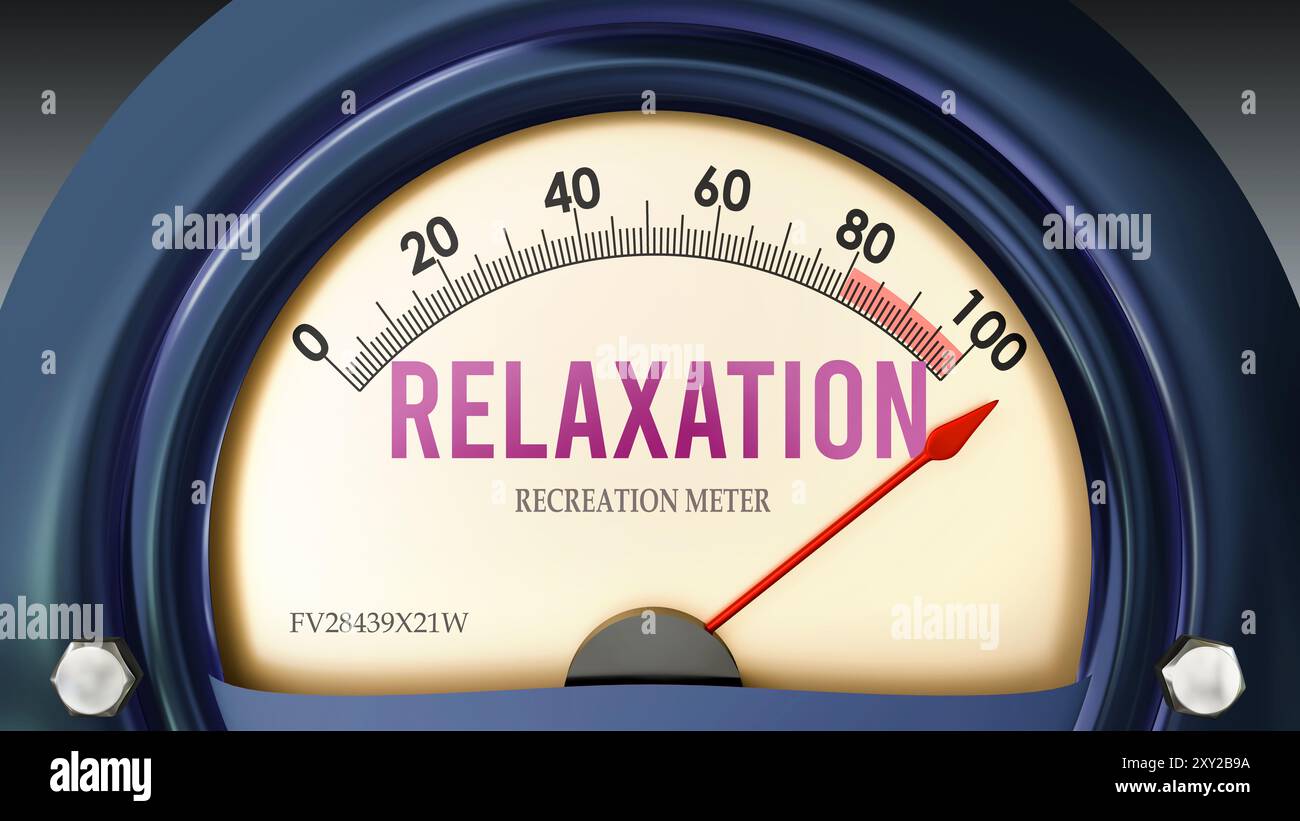 Relaxation and Recreation Meter that is hitting a full scale, showing a very high level of ...