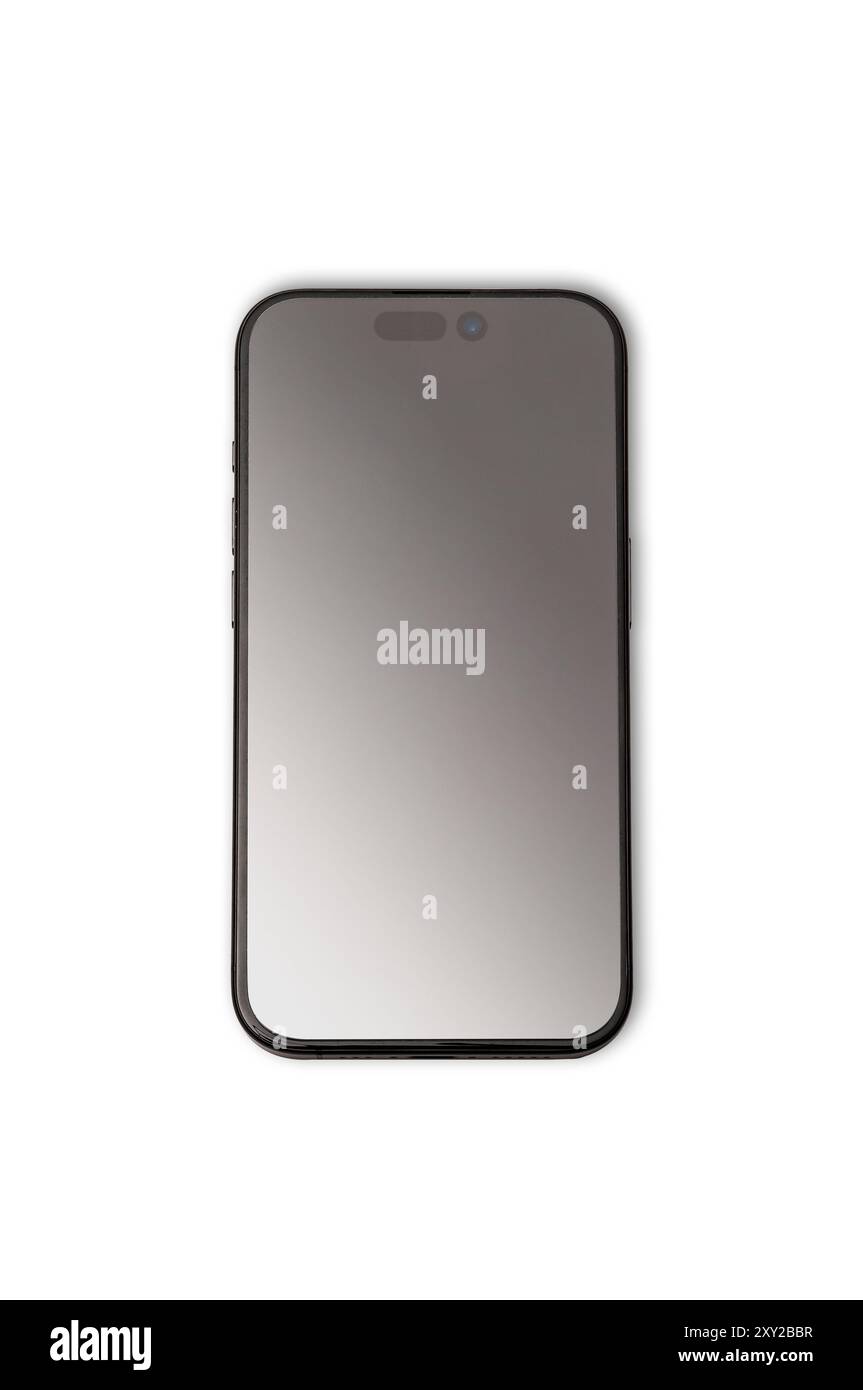 Images of Black iPhone 15 Pro Titanium with Screen Side up. The phone ...