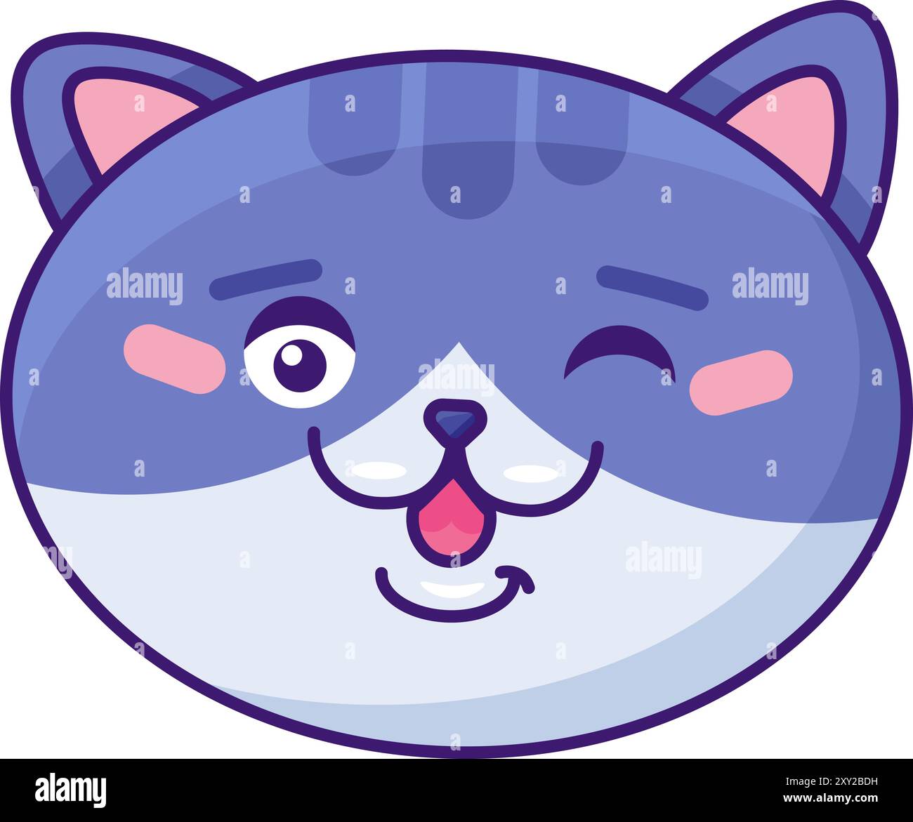 Fluffy tabby cat winks his eye cheerfully. Fat tabby Japanese cat ...