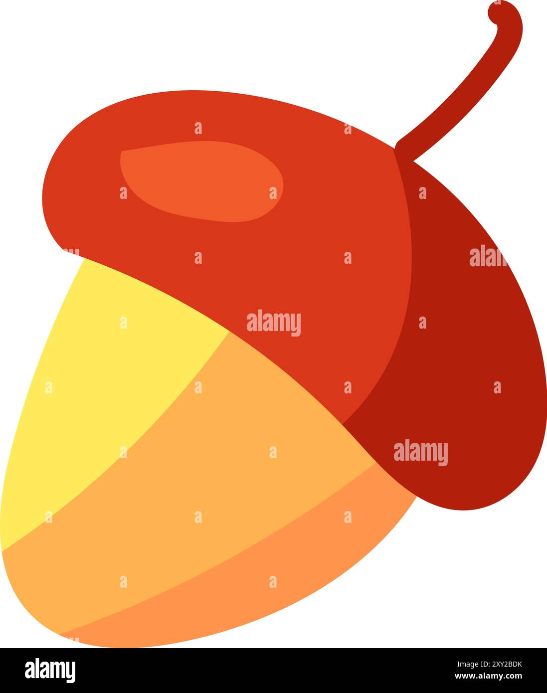 Ripe oak tree acorn. Hazelnut with cap. Simple color cozy illustration ...