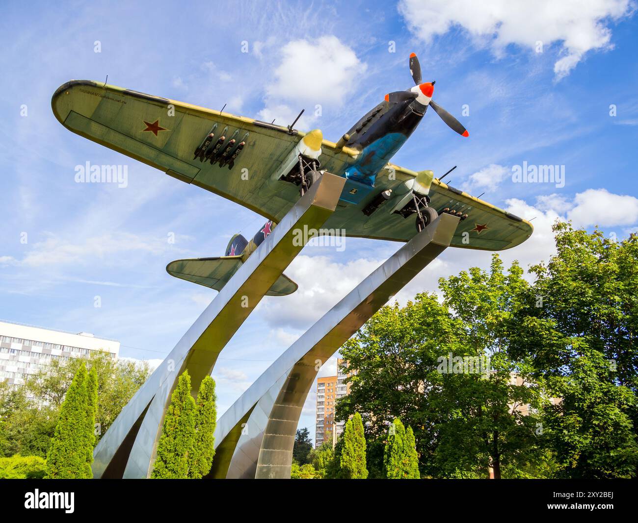 Dubna, Russia - August 21, 2023: Fragment of the monument to the IL-2 ...