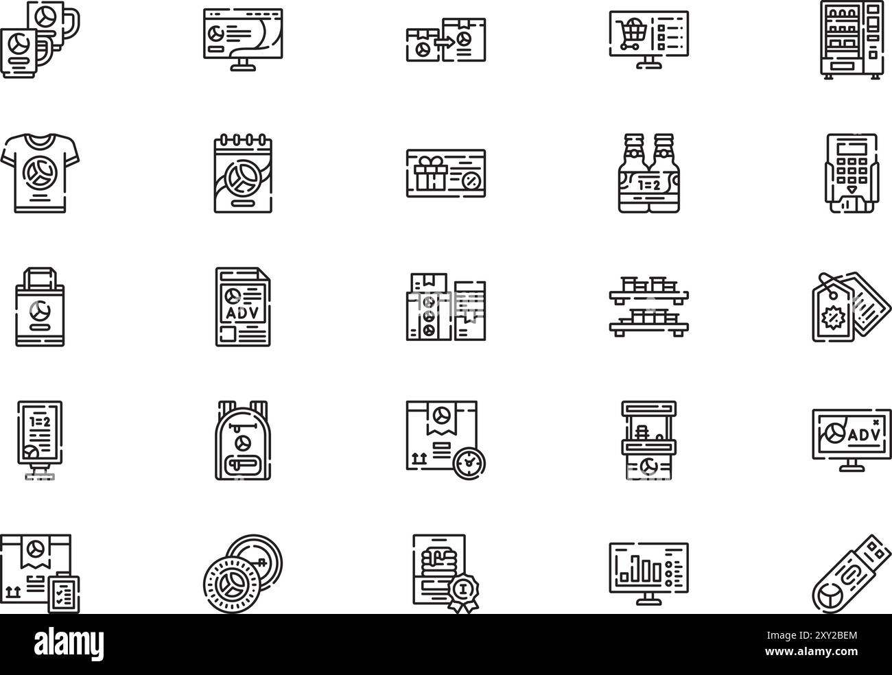 Merchandising icons collection is a vector illustration with editable ...