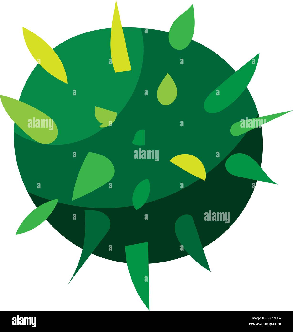 Spiny Green Chestnut Fruit Autumn Chestnut Tree Nut Simple Color Cozy Illustration Hand Drawn