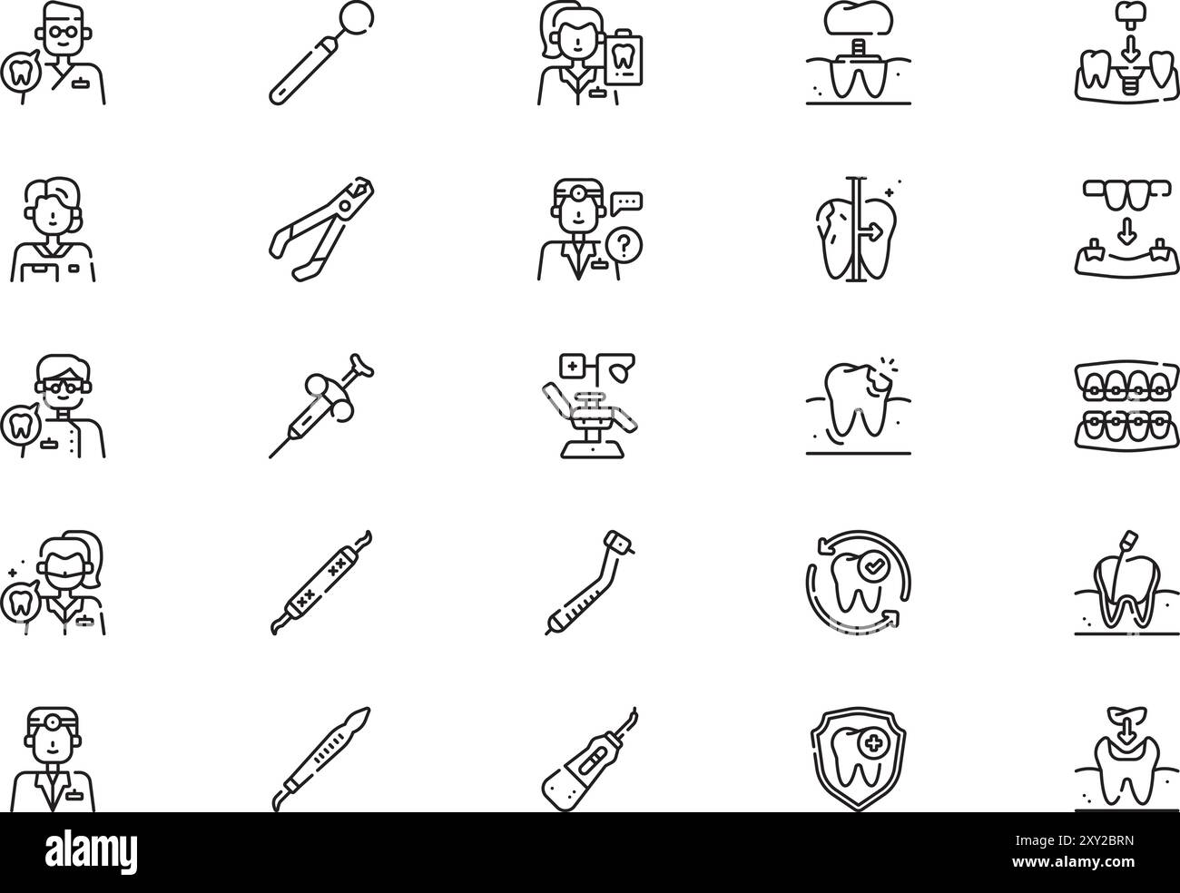 Dentist icons collection is a vector illustration with editable stroke ...