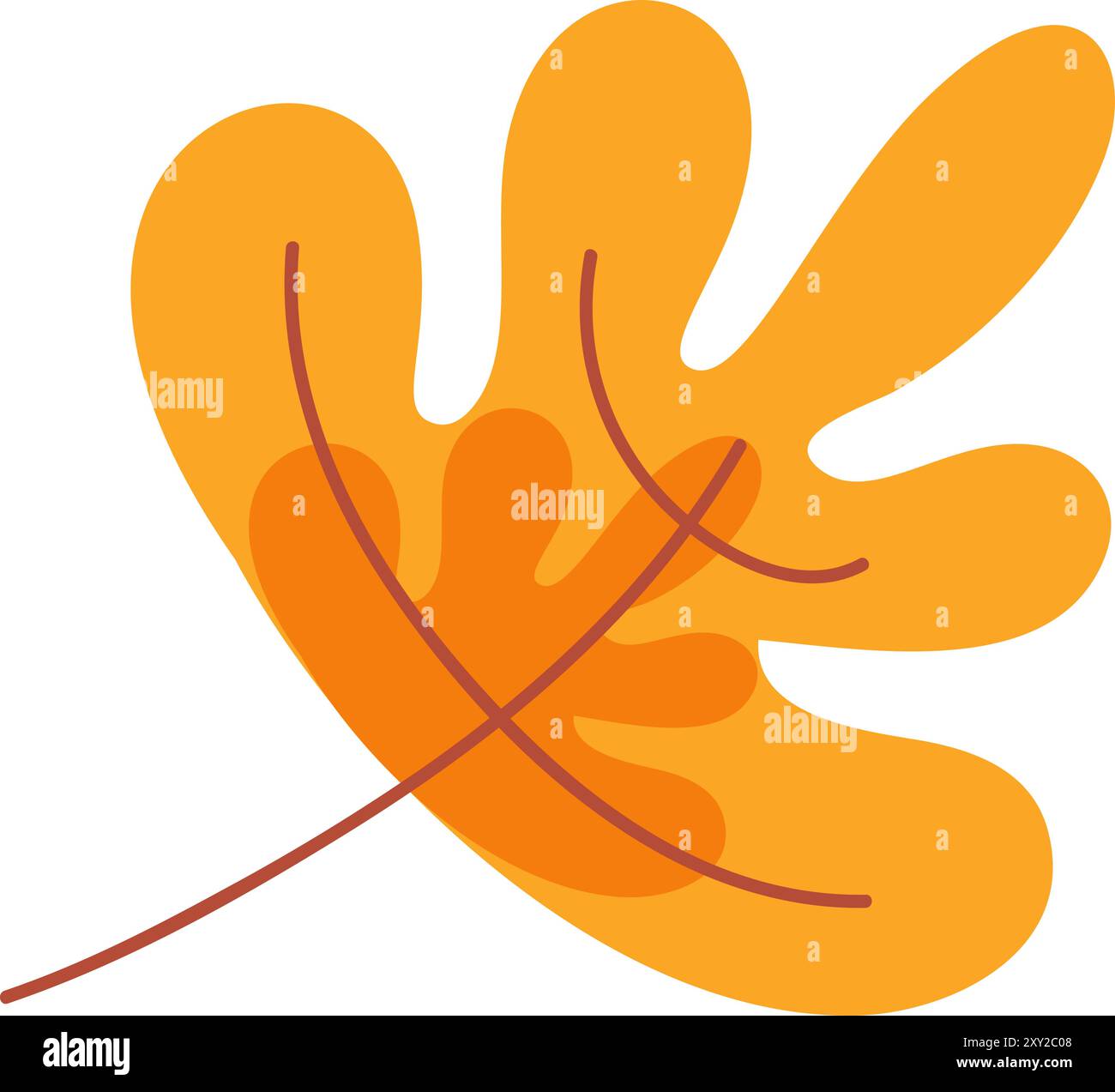 Dry herbarium oak tree leaf. Orange leaf from oak grove. Simple color ...