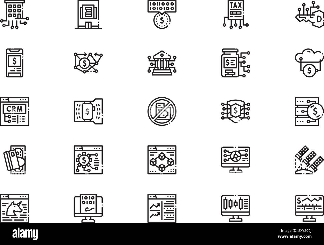 Digital economy icons collection is a vector illustration with editable ...