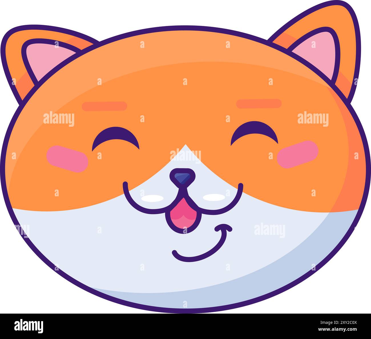 Happy ginger cat smiles cheerfully with his eyes closed. Healthy pet. Element for design of pet ...
