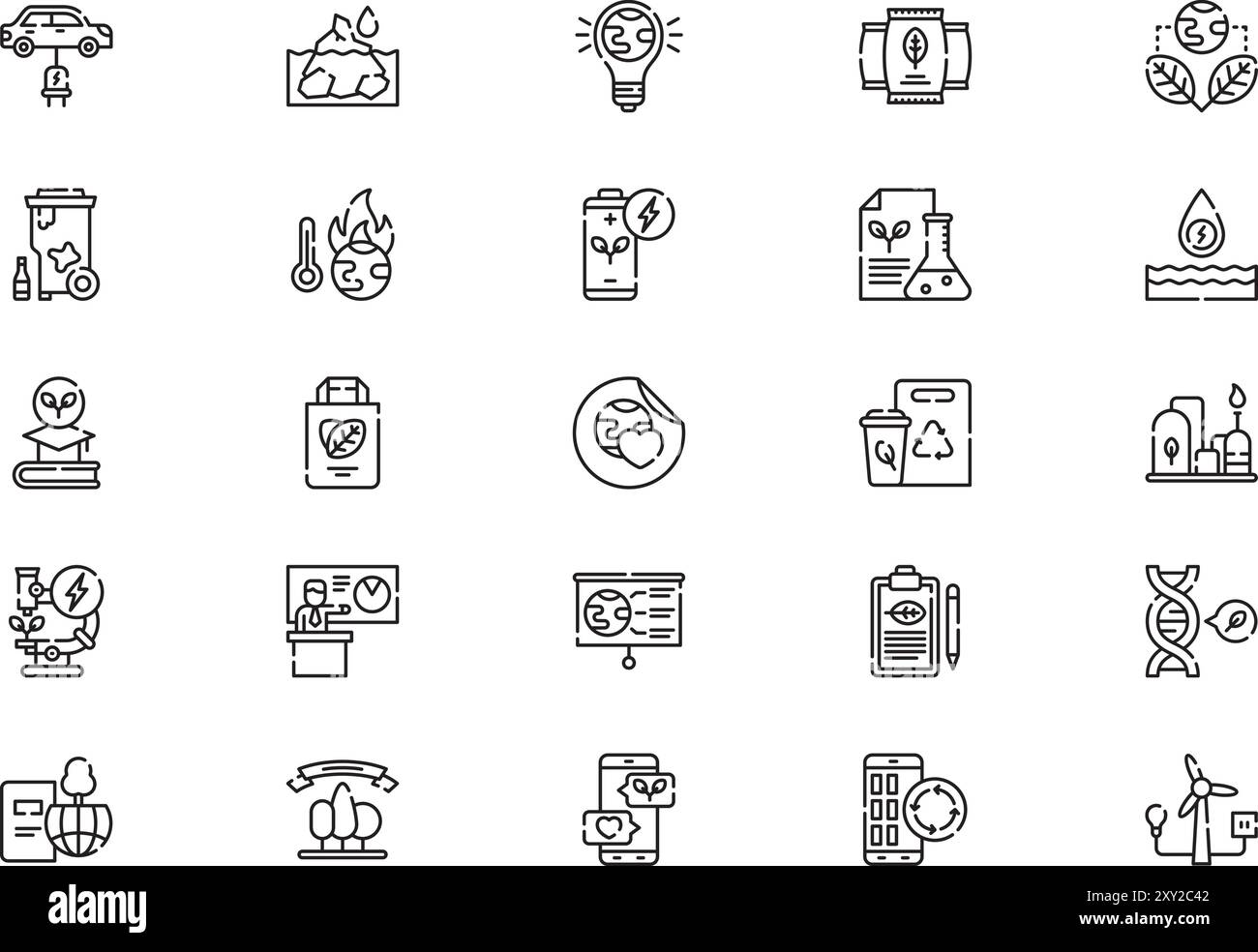 World environment day icons collection is a vector illustration with editable stroke Stock ...