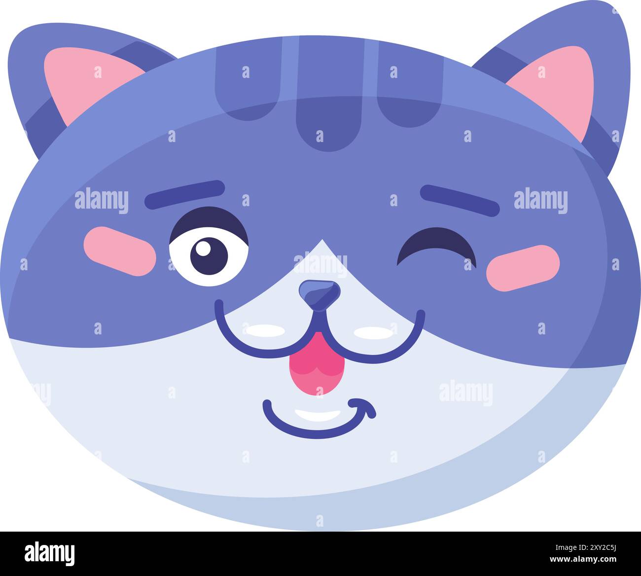 Fluffy tabby cat winks his eye cheerfully. Fat tabby Japanese cat ...