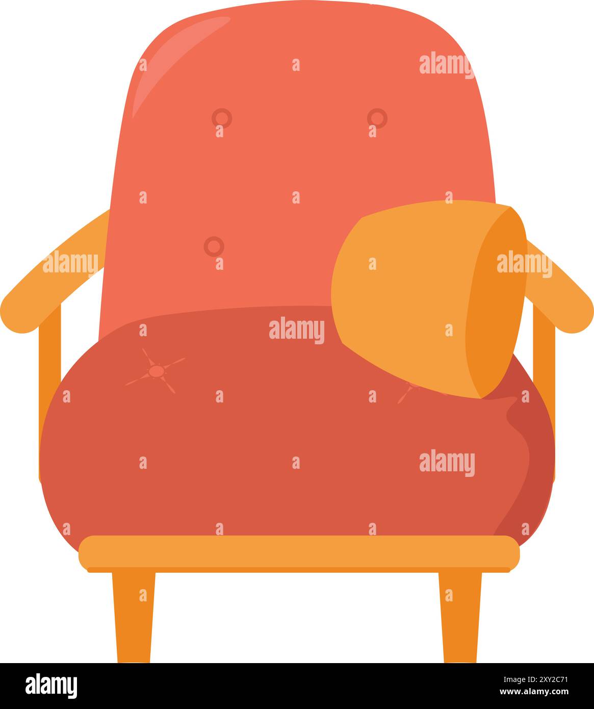 Soft cozy chair on legs with high back. Antique handmade furniture. Simple color cozy ...