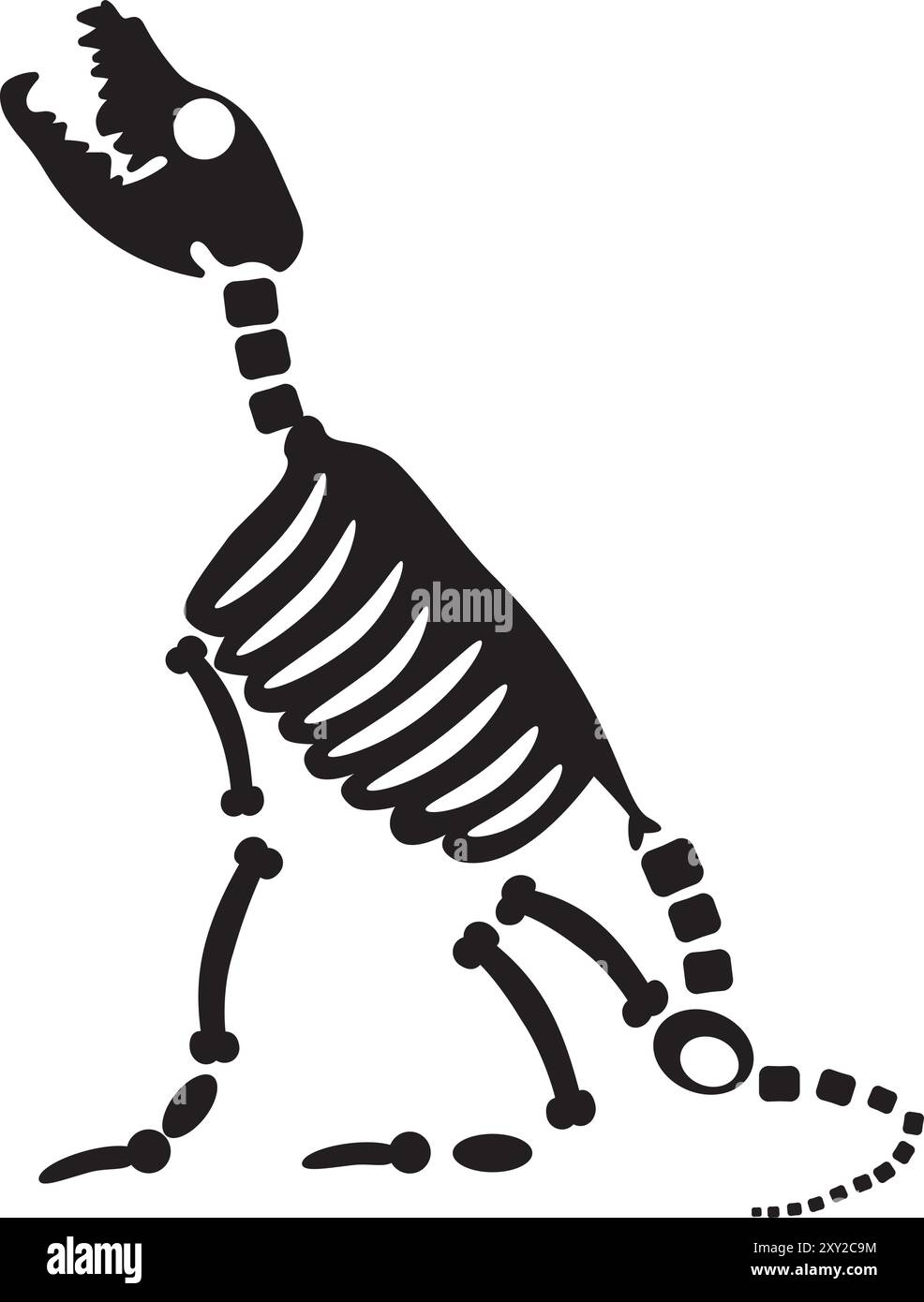 Decayed Halloween wolf howls at moon with dried skeleton bones, fairy ...