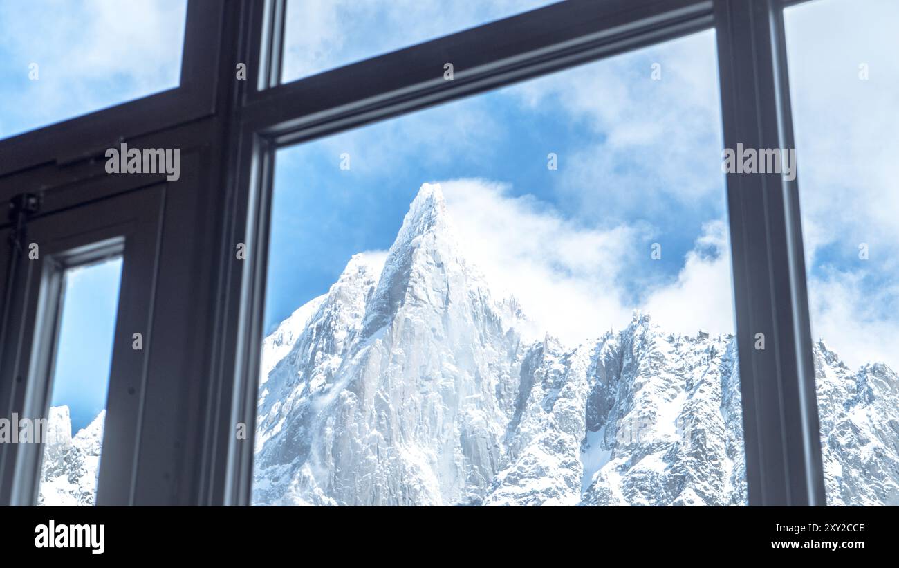 Stunning View of Snow-Capped Mountain in Chamonix with Sunny Sky and ...