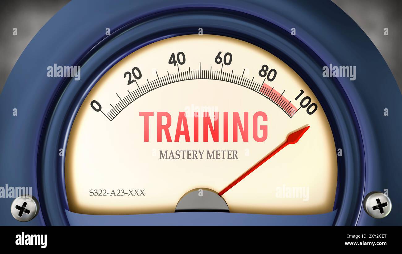 Training and mastery meter that is hitting a full scale hi-res stock ...