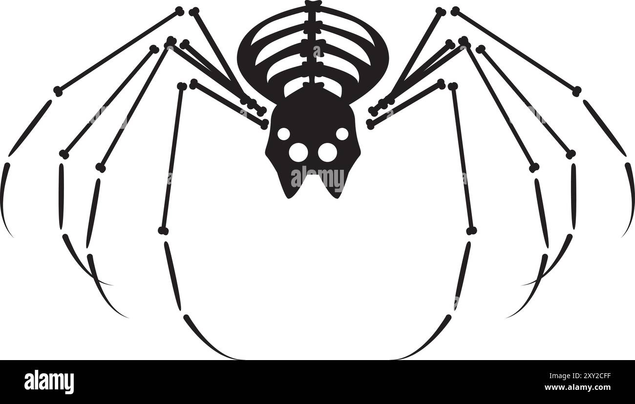 Decayed Halloween huge spider with dried skeleton bones, fairy tale ...