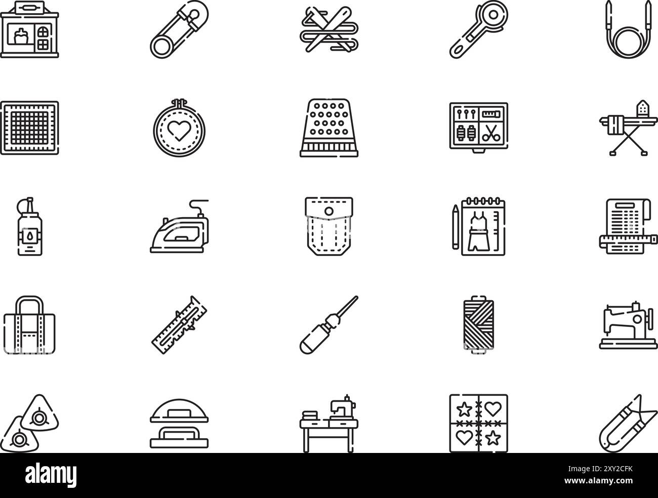 Sewing icons collection is a vector illustration with editable stroke ...