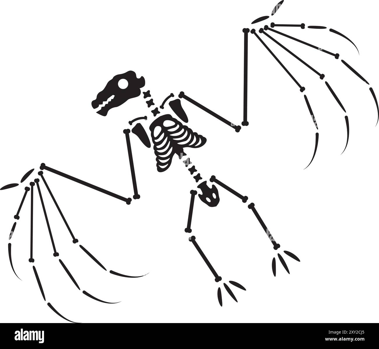 Decayed Halloween winged vampire with dried skeleton bones, fairy tale ...