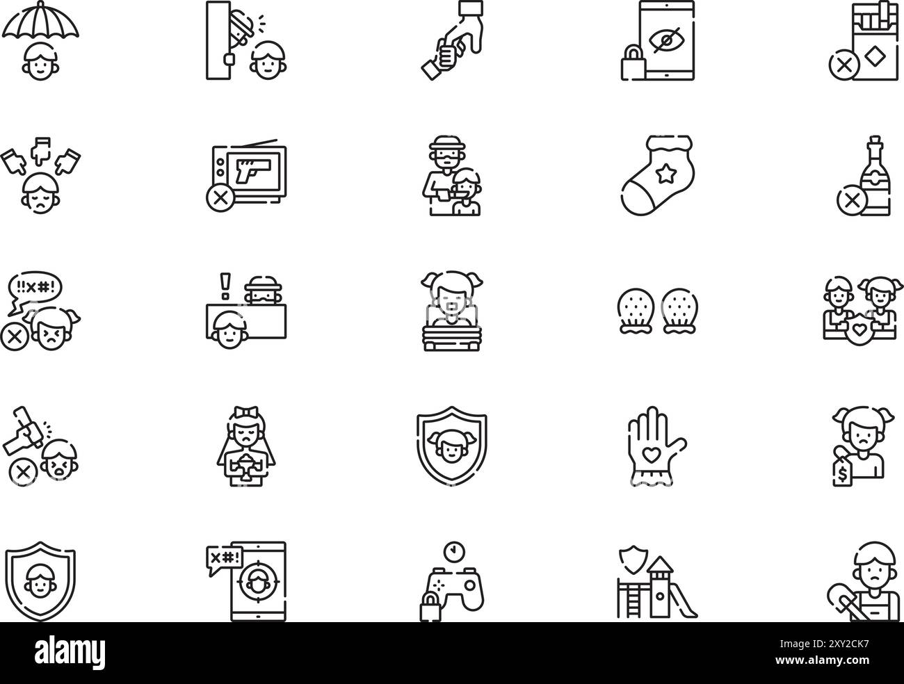 Children protection icons collection is a vector illustration with ...