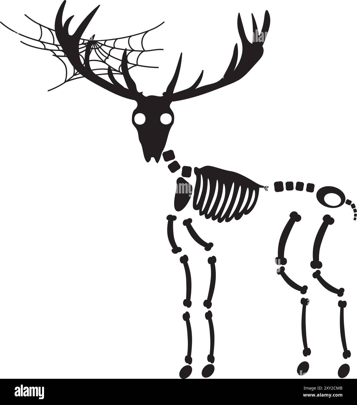 Decayed Halloween ancient deer with dried skeleton bones, fairy tale ...