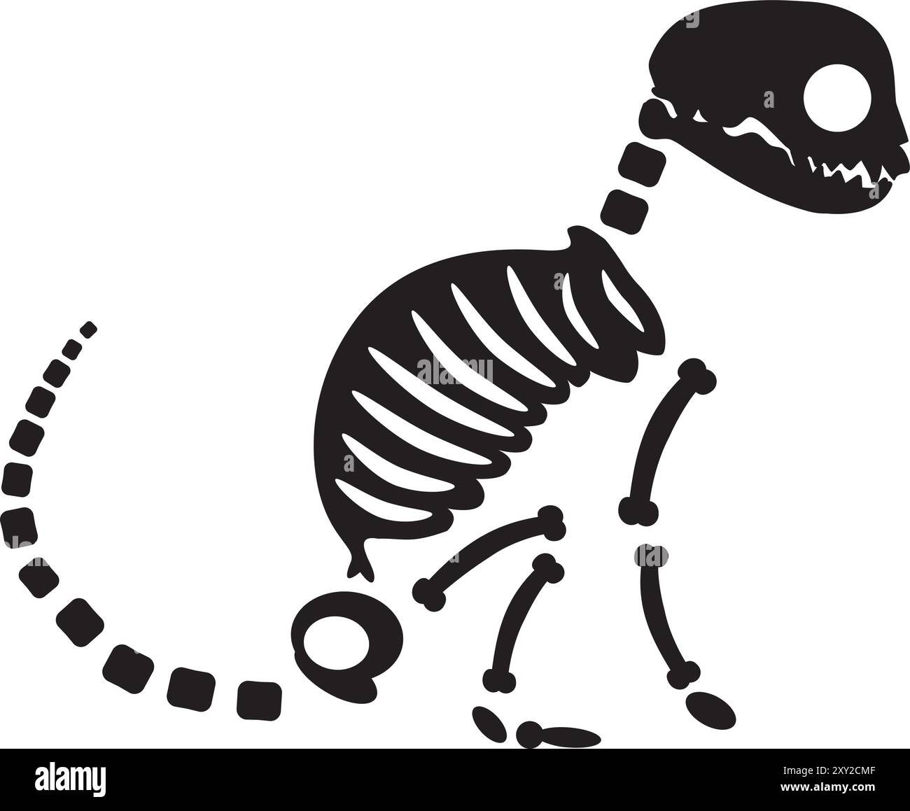 Decayed Halloween sitting little kitten with dried skeleton bones ...