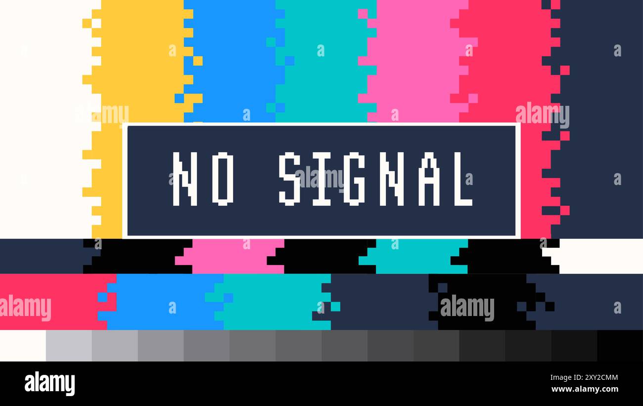 Retro-inspired color bars of a television test pattern with No Signal ...