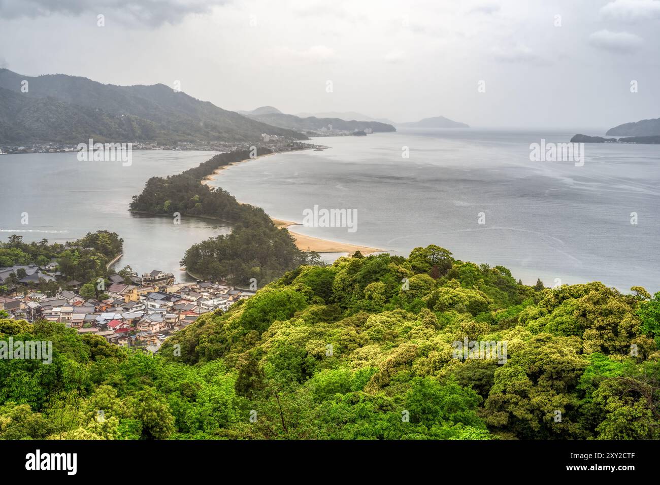 View from the mountain top with the Amanohashidate Sandbar, Japans ...