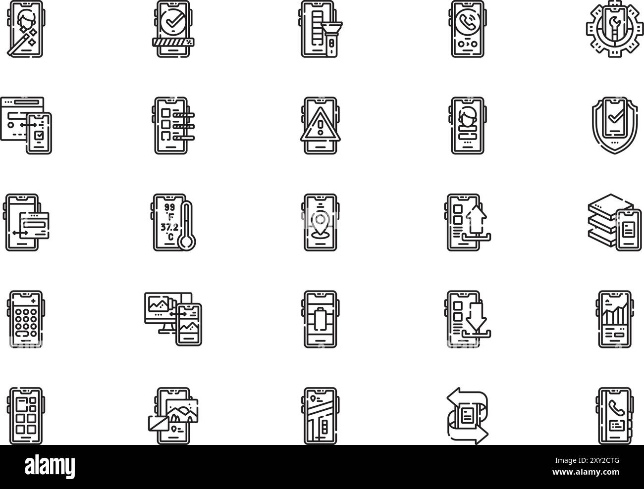 Mobile apps icons collection is a vector illustration with editable ...