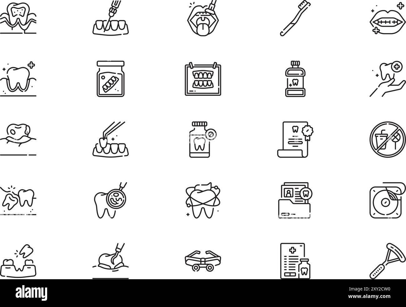 Dentist icons collection is a vector illustration with editable stroke ...