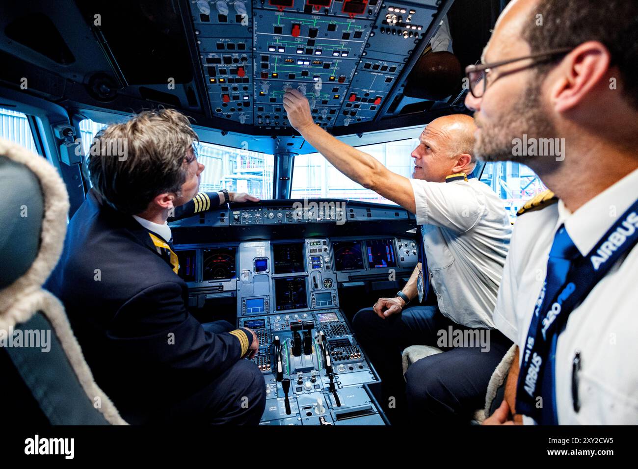 SCHIPHOL - The cockpit of the new KLM Airbus A321neo aircraft. For KLM ...