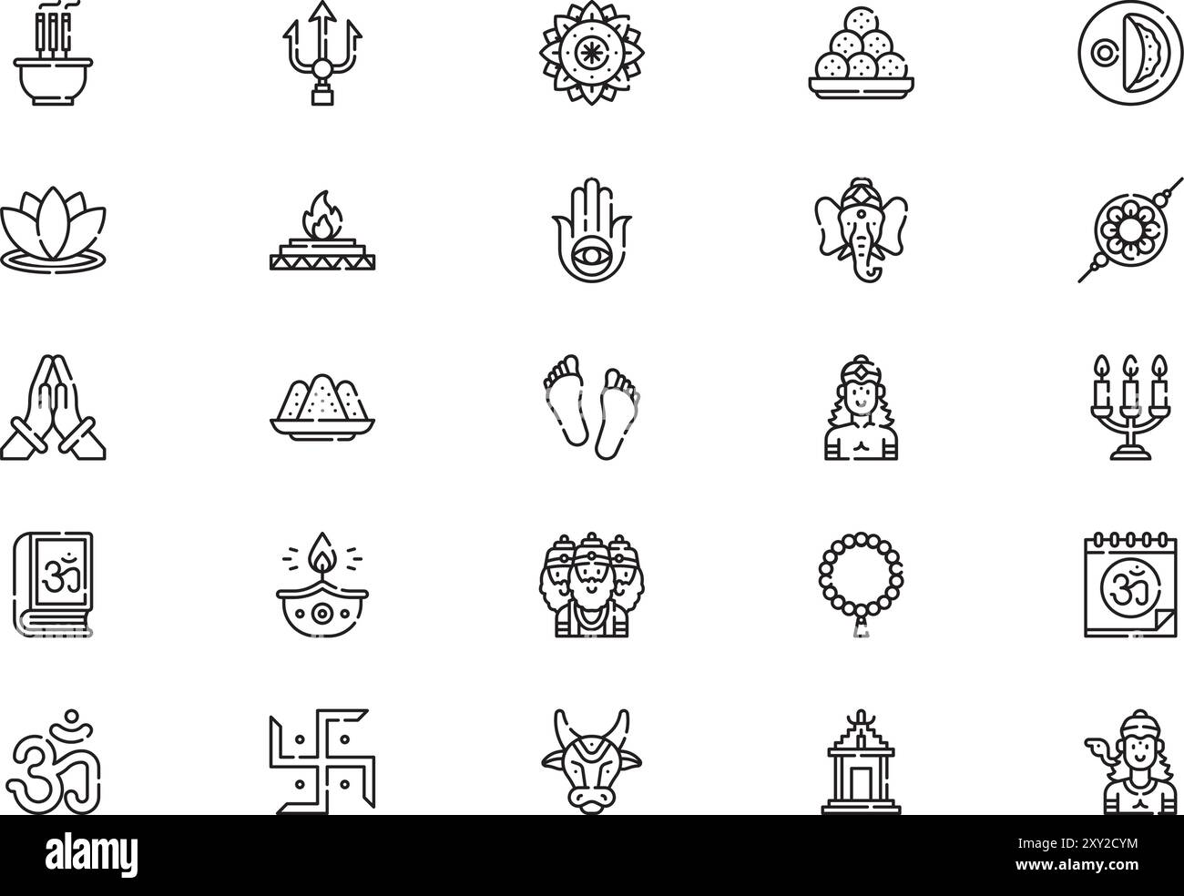 Hinduism icons collection is a vector illustration with editable stroke ...