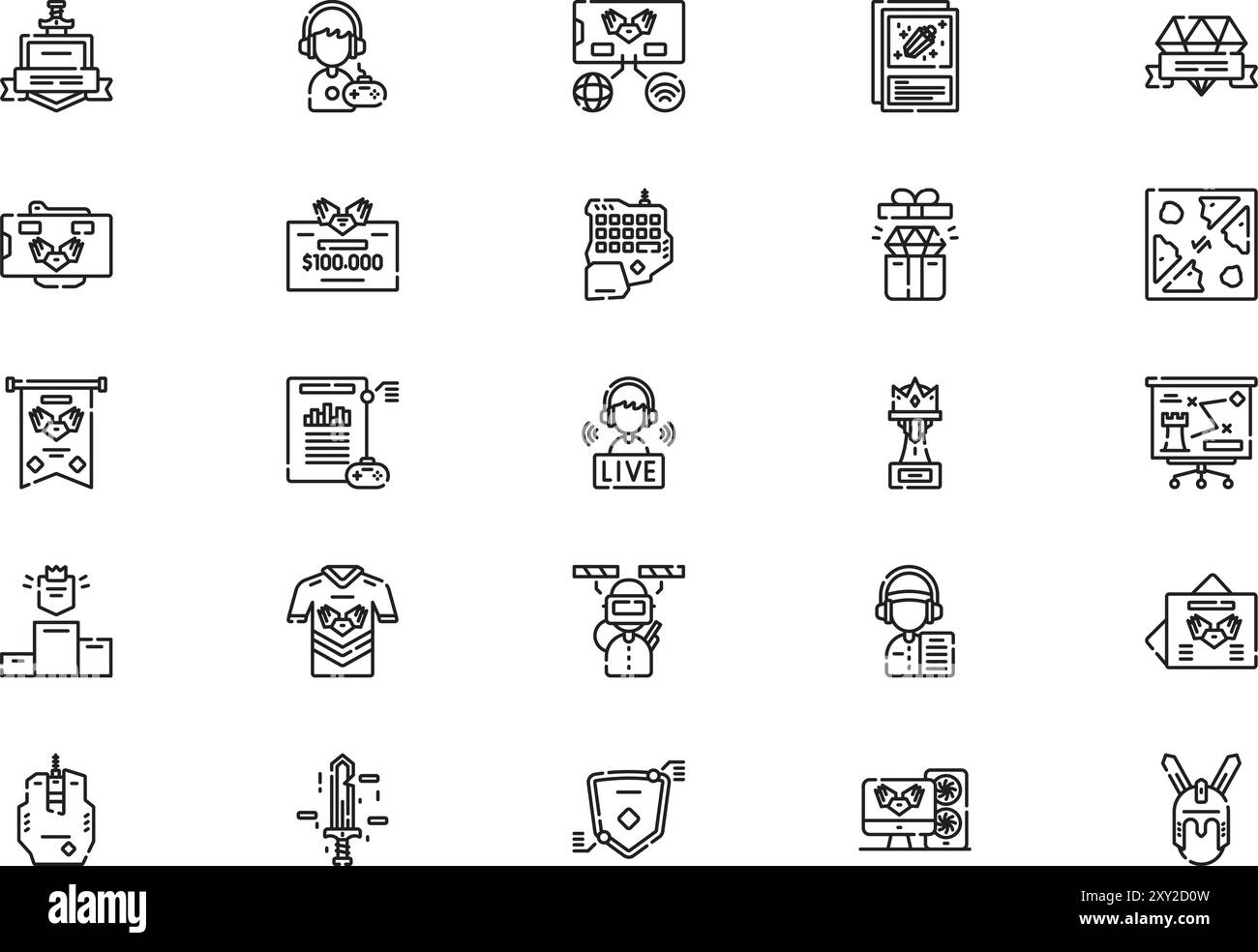 Esports icons collection is a vector illustration with editable stroke ...