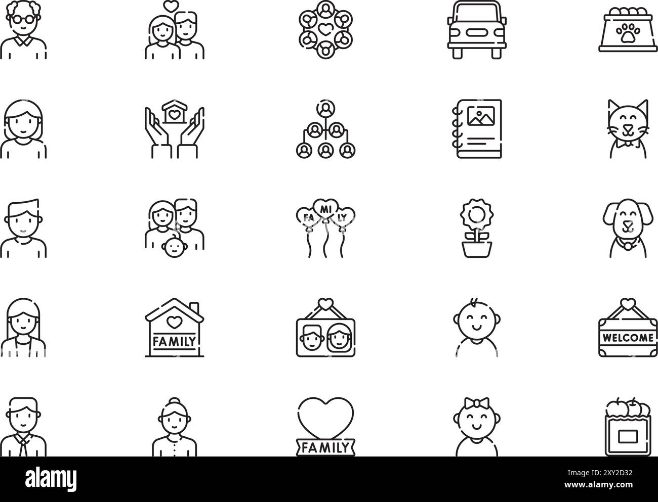 Family icons collection is a vector illustration with editable stroke ...