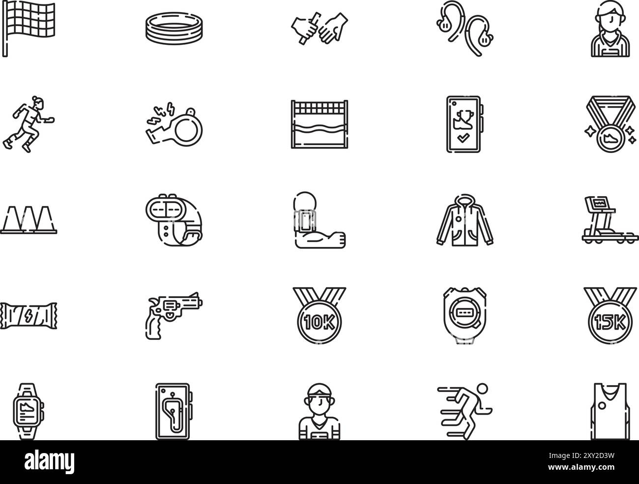 Running icons collection is a vector illustration with editable stroke ...