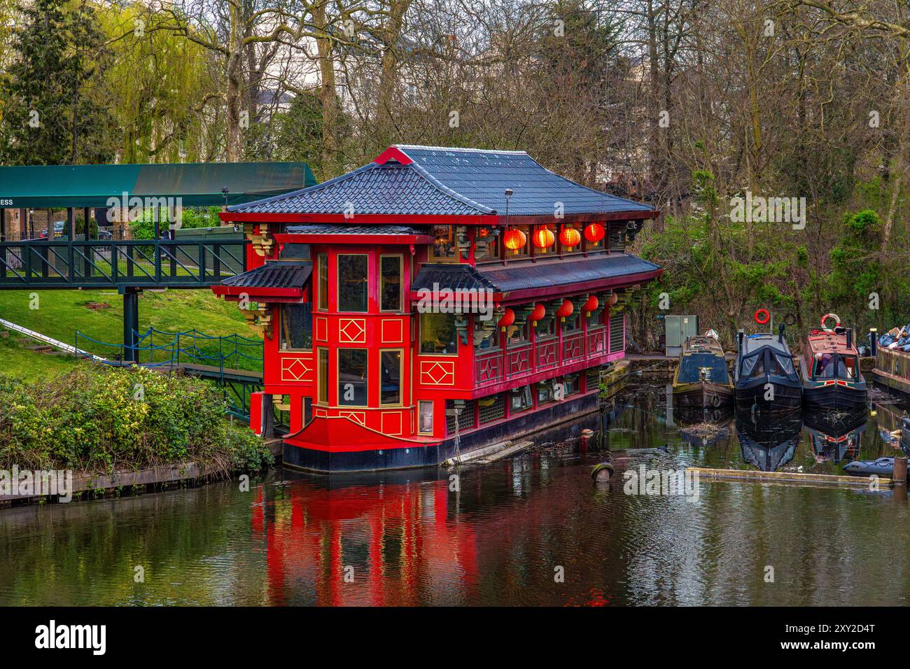 Large red boat converted into floating Chinese restaurant in London's ...